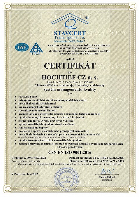 Certifikáty | HOCHTIEF